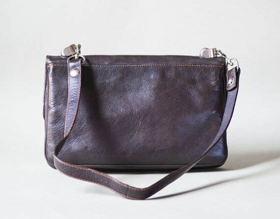 Brown Rectangular Genuine Leather Shoulder Handbag. U… - Gem