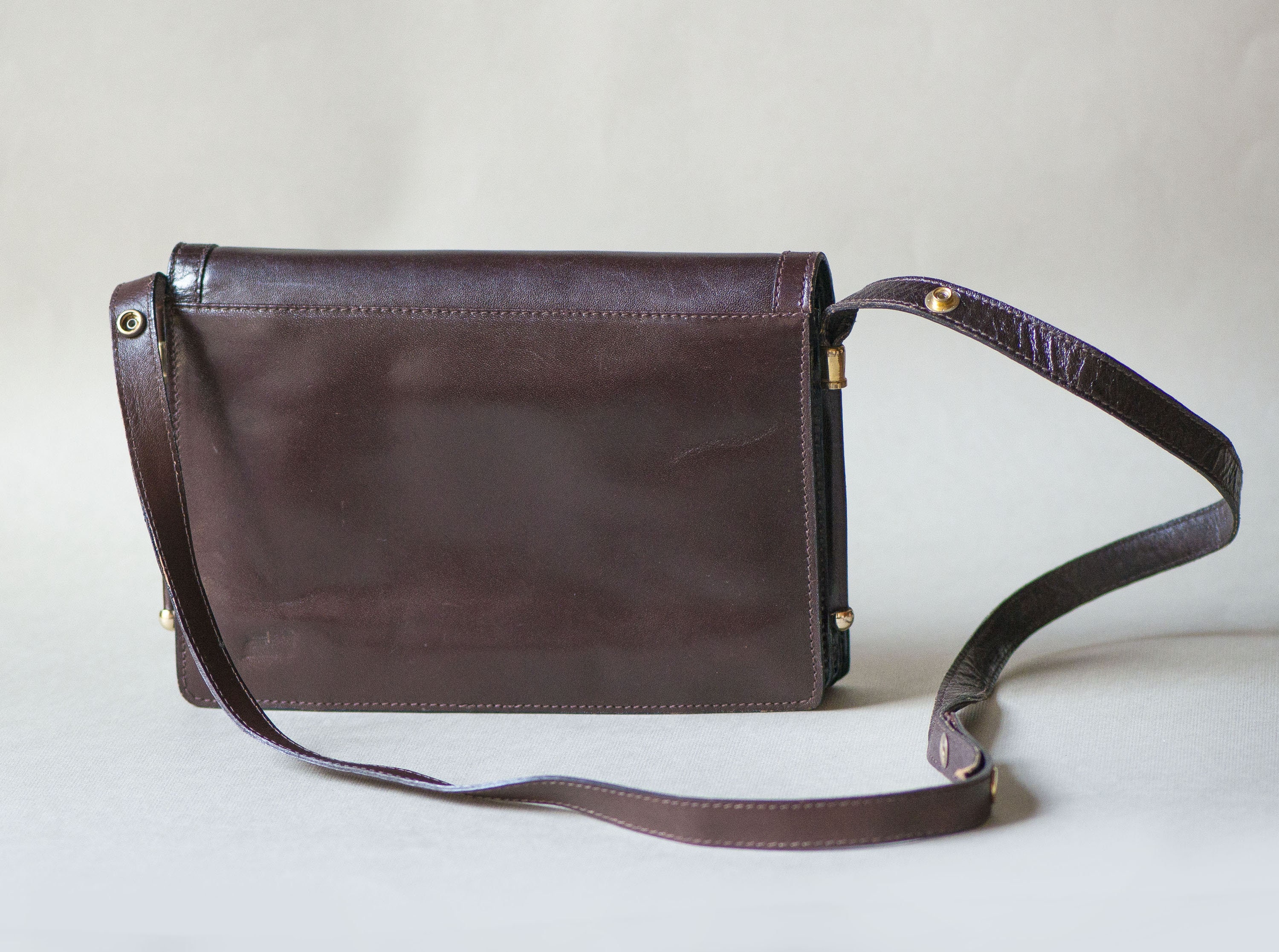 Dark Brown Rectangular Shoulder Bag for Women. Genuine Leather - Etsy