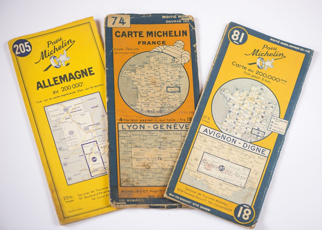 Michelin Road Maps Set 3 French Sheet No 74 Lyon Geneva. Sheet No 81 ...