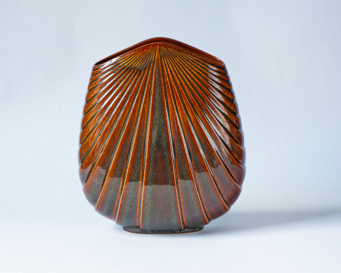 Fan Vase Huge Rosenthal Studio Ceramic Brown Shades. Vintage Fächervase ...