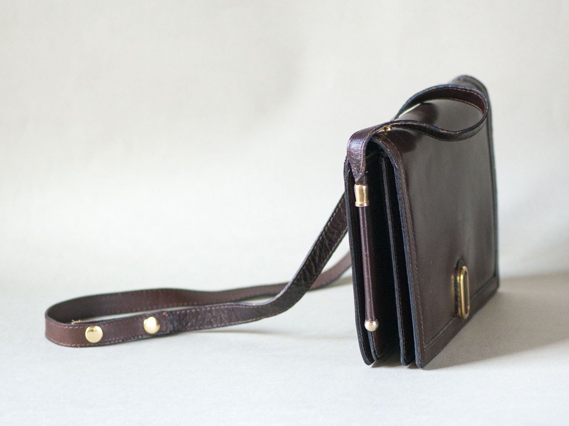 Dark Brown Rectangular Shoulder Bag for Women. Genuine Leather - Etsy