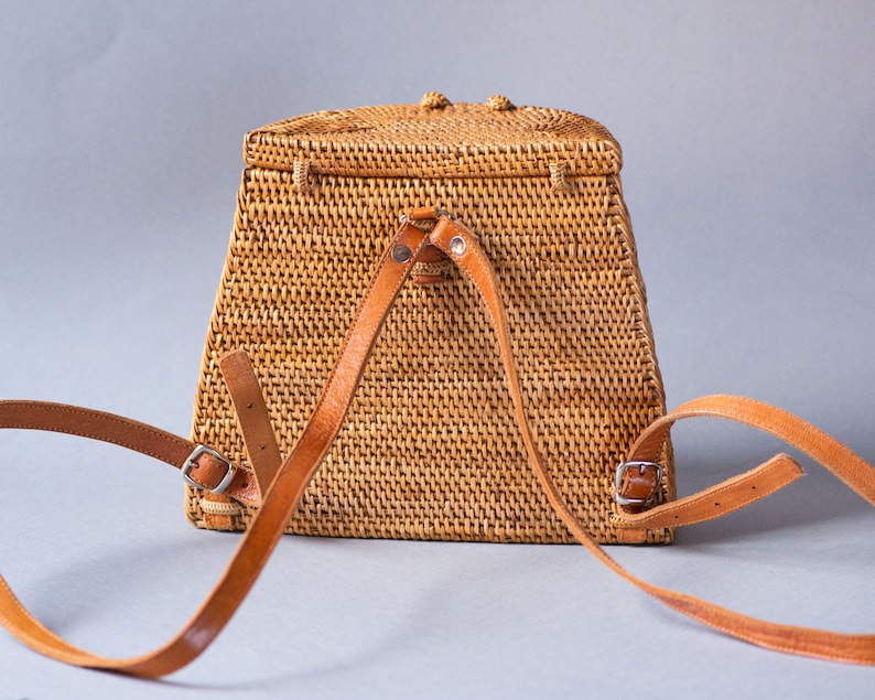 Woven Rattan Backpack for Women Summer Bag. Boho Style Small Shoulder ...