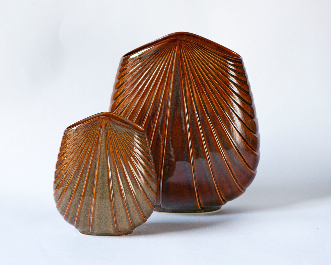 Fan Vase Huge Rosenthal Studio Ceramic Brown Shades. Vintage Fächervase ...