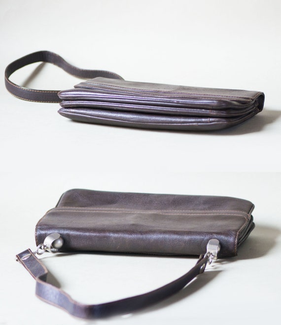 Brown Rectangular Genuine Leather Shoulder Handbag. U… - Gem