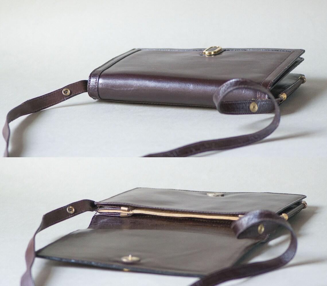 Dark Brown Rectangular Shoulder Bag for Women. Genuine Leather - Etsy