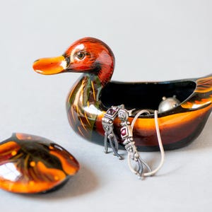 Ceramic Box Duck Brown Hand Painted, Trinket Box Small Gift Table Decor ...