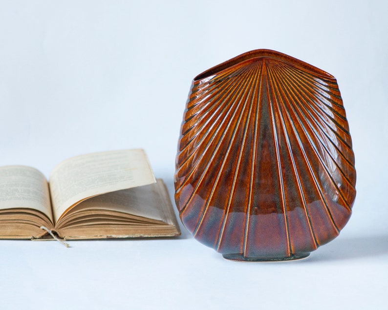 Fan Vase Huge Rosenthal Studio Ceramic Brown Shades. Vintage Fächervase ...