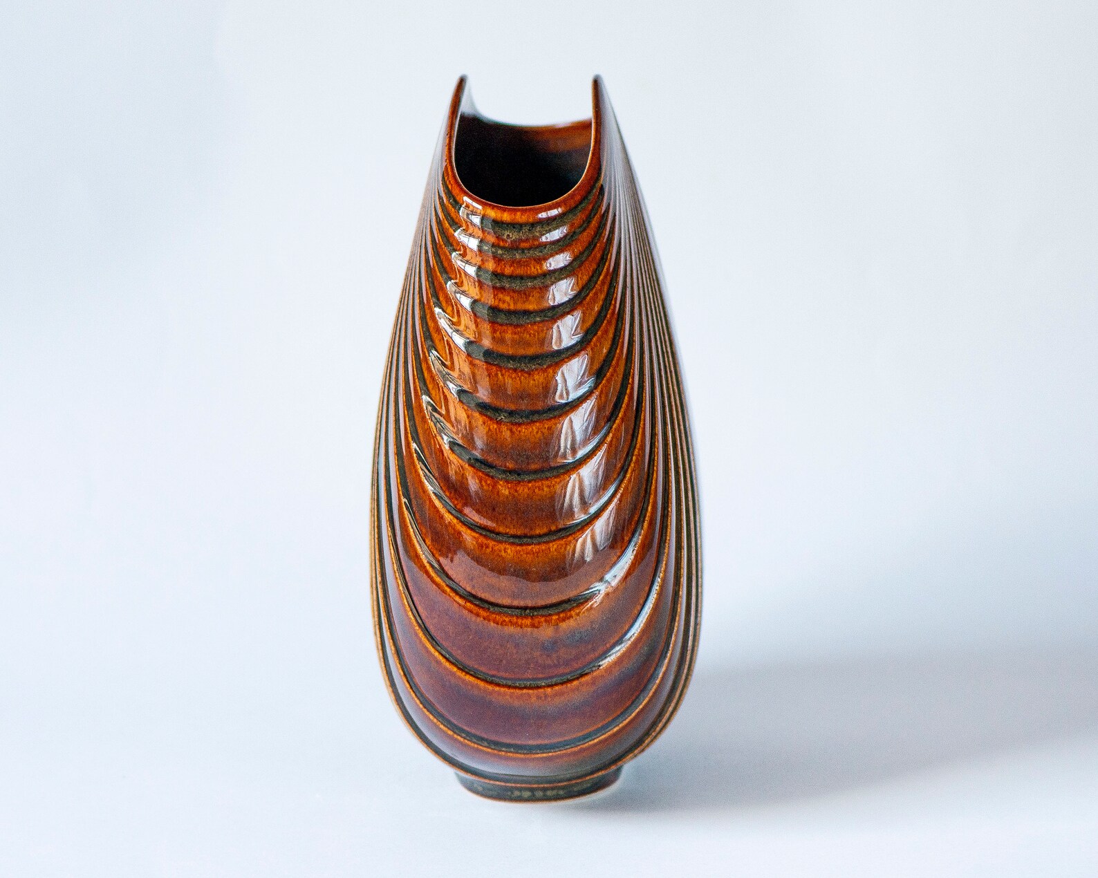 Fan Vase Huge Rosenthal Studio Ceramic Brown Shades. Vintage Fächervase ...