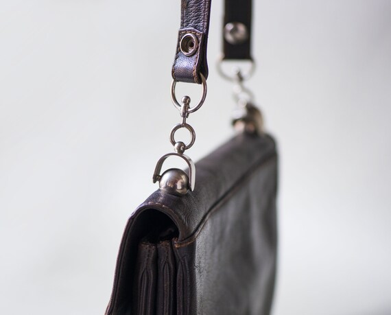 Brown Rectangular Genuine Leather Shoulder Handbag. U… - Gem