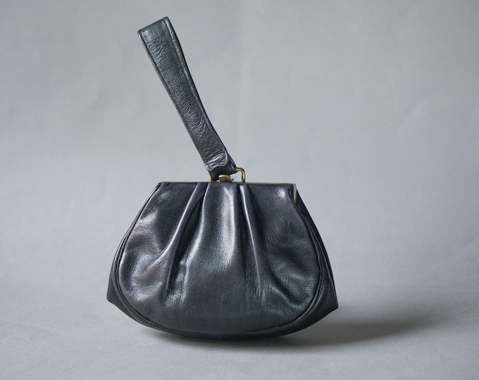 Leather Wristlet Purse Retro. Black Evening Purse for Women. - Etsy