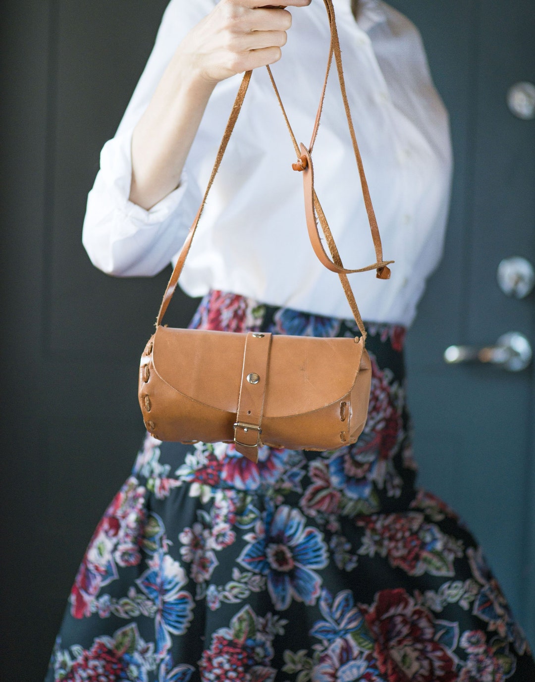 Leather Barrel Purse Vintage. Tan Barrel Clutchhand Made. 90s - Etsy