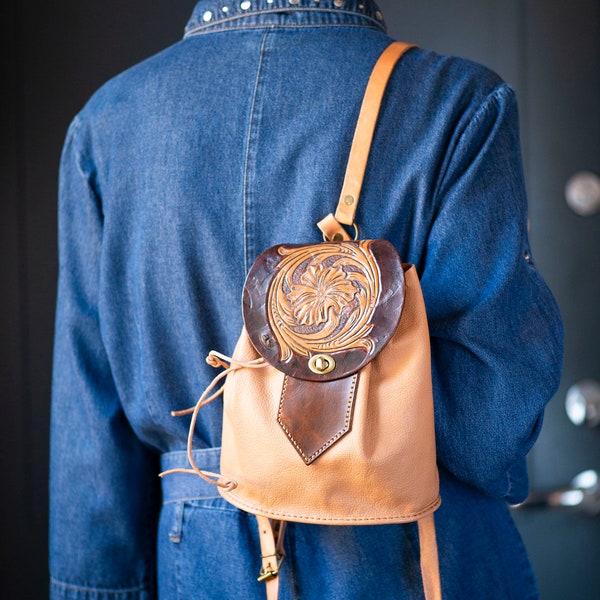 Boho Leather Backpack - Etsy