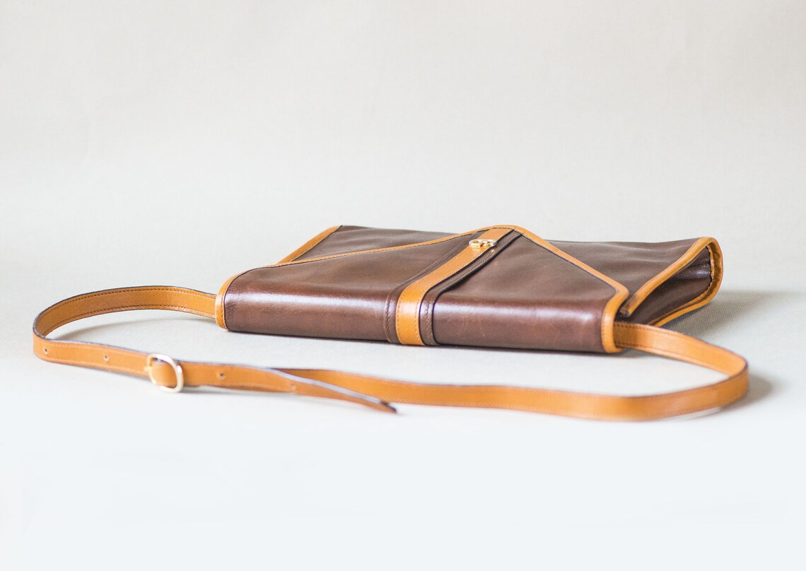 Tan envelope handbag for women. Genuine leather GD clutch bag. | Etsy