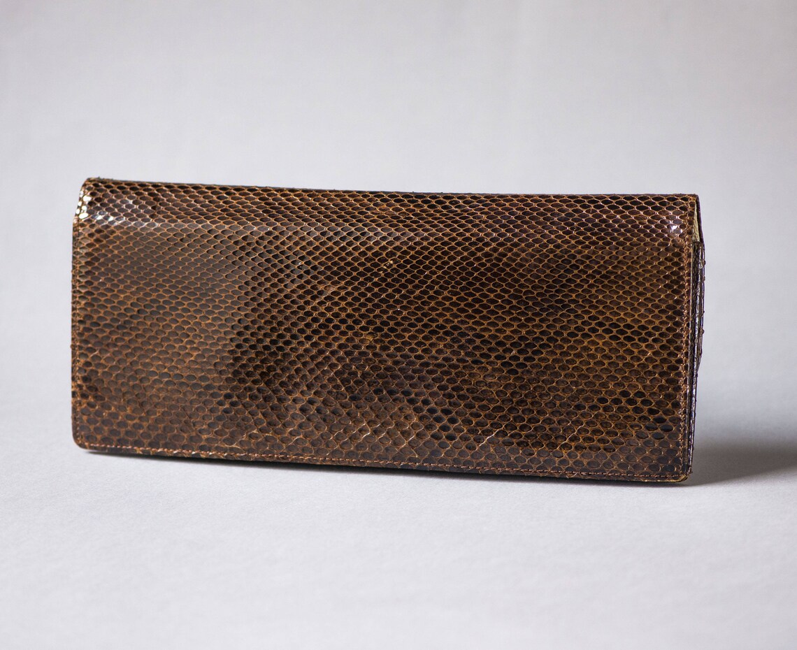Vintage Lizard Skin Leather Formal Clutch Purse.dark Brown | Etsy
