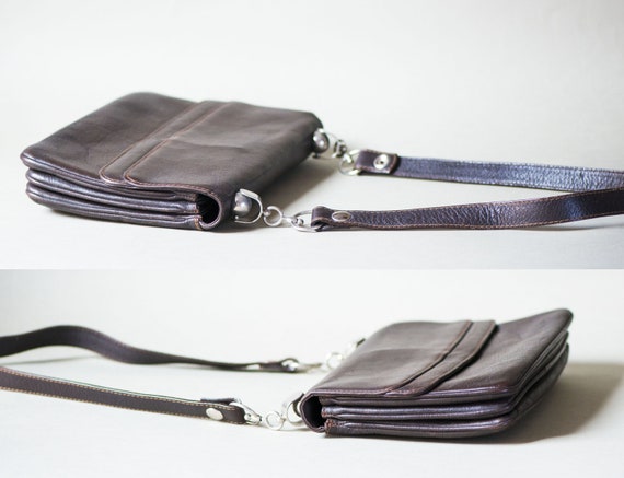 Brown Rectangular Genuine Leather Shoulder Handbag. U… - Gem