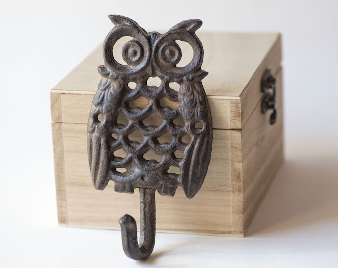 Wall Hook Owl Cast Iron Wall Hanging Coat Hook Brown Owl - Etsy