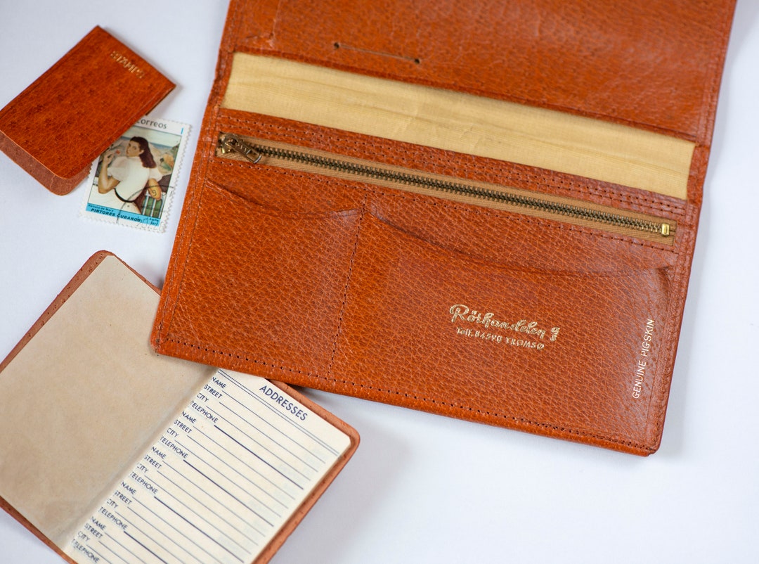 Postage Stamps Holder Genuine Leather Case Vintage Gift. Tan Brown Post ...