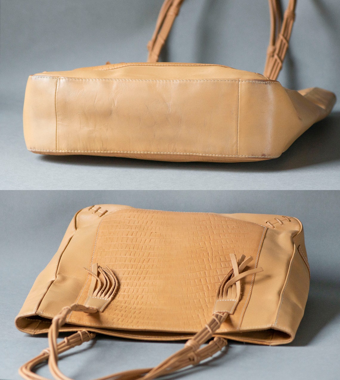 Longchamp Tote Bag Beige Genuine Leather. Vintage Women Croco - Etsy