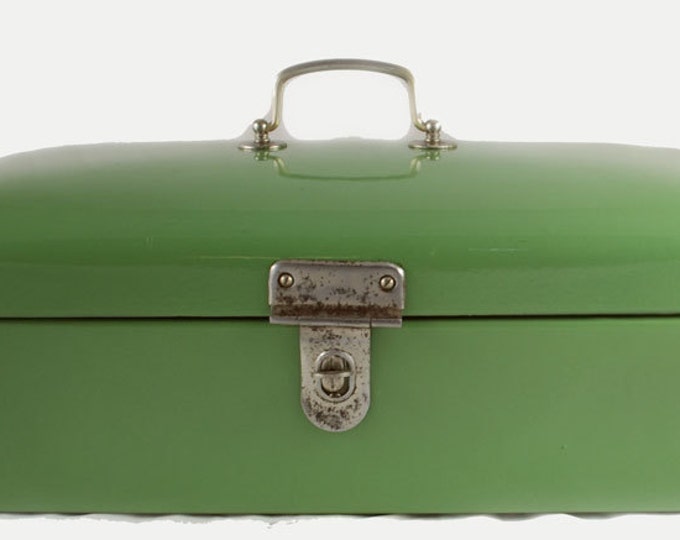 Vintage Antique Dutch Bread Box Green Enamel - Etsy