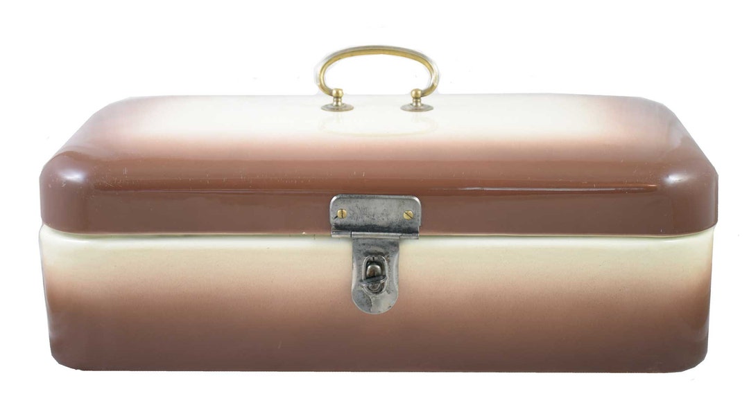 Vintage Antique Dutch Bread Box Brown and Cream Enamel - Etsy