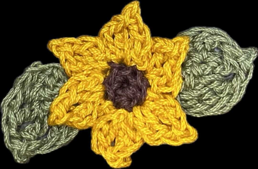 Tiny Sunflower Applique Crochet Pattern Crocheted Sunflower Pattern for ...