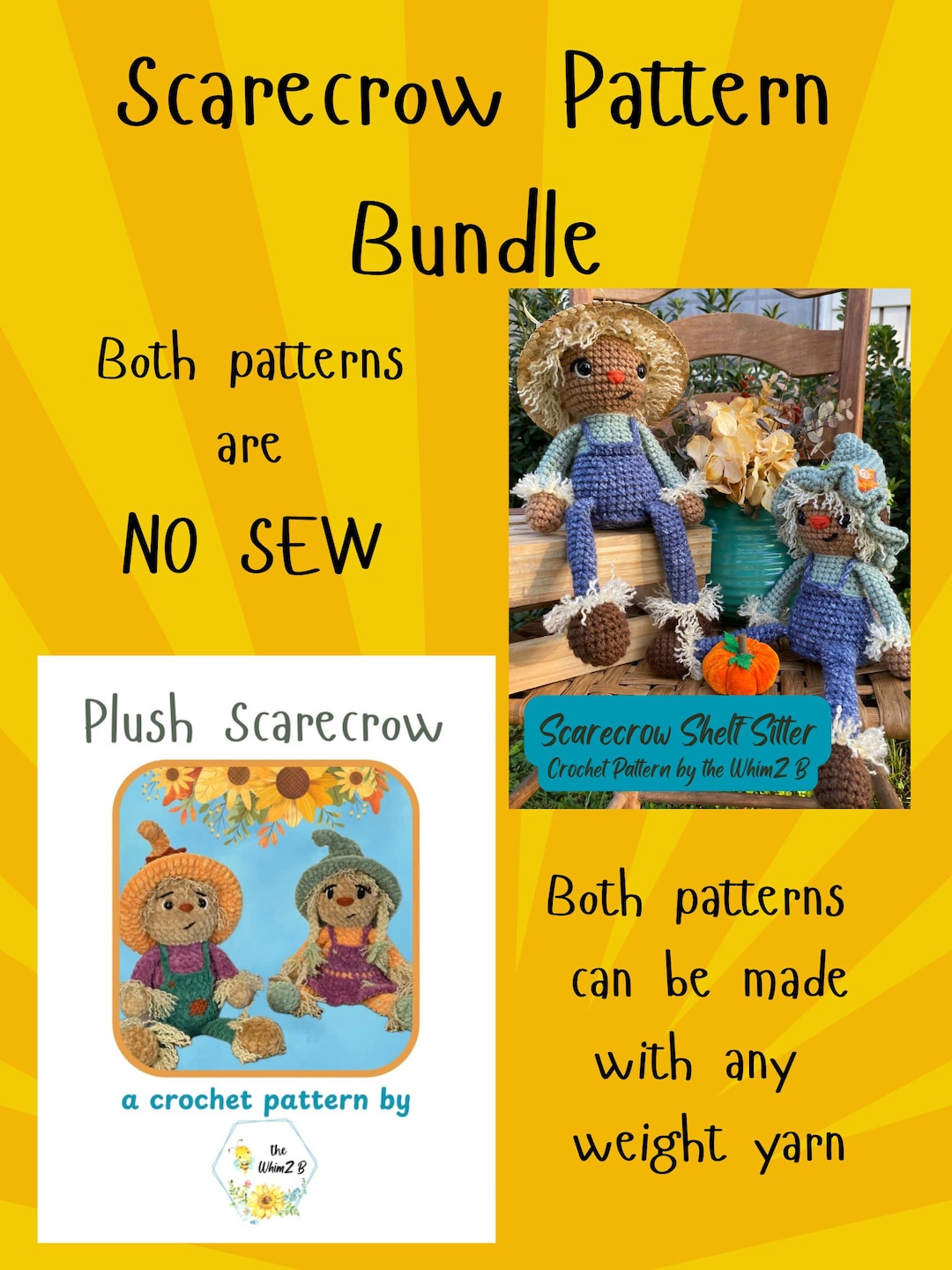 Scarecrow Crochet Pattern Bundle| Two Scarecrow Patterns Included| Fall ...