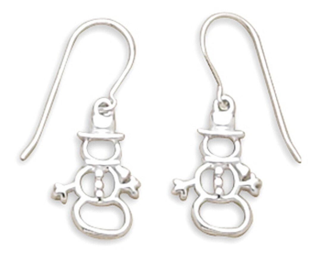 CHRISTMAS GIFT Sterling Silver See Through Snowman Earrings - Etsy