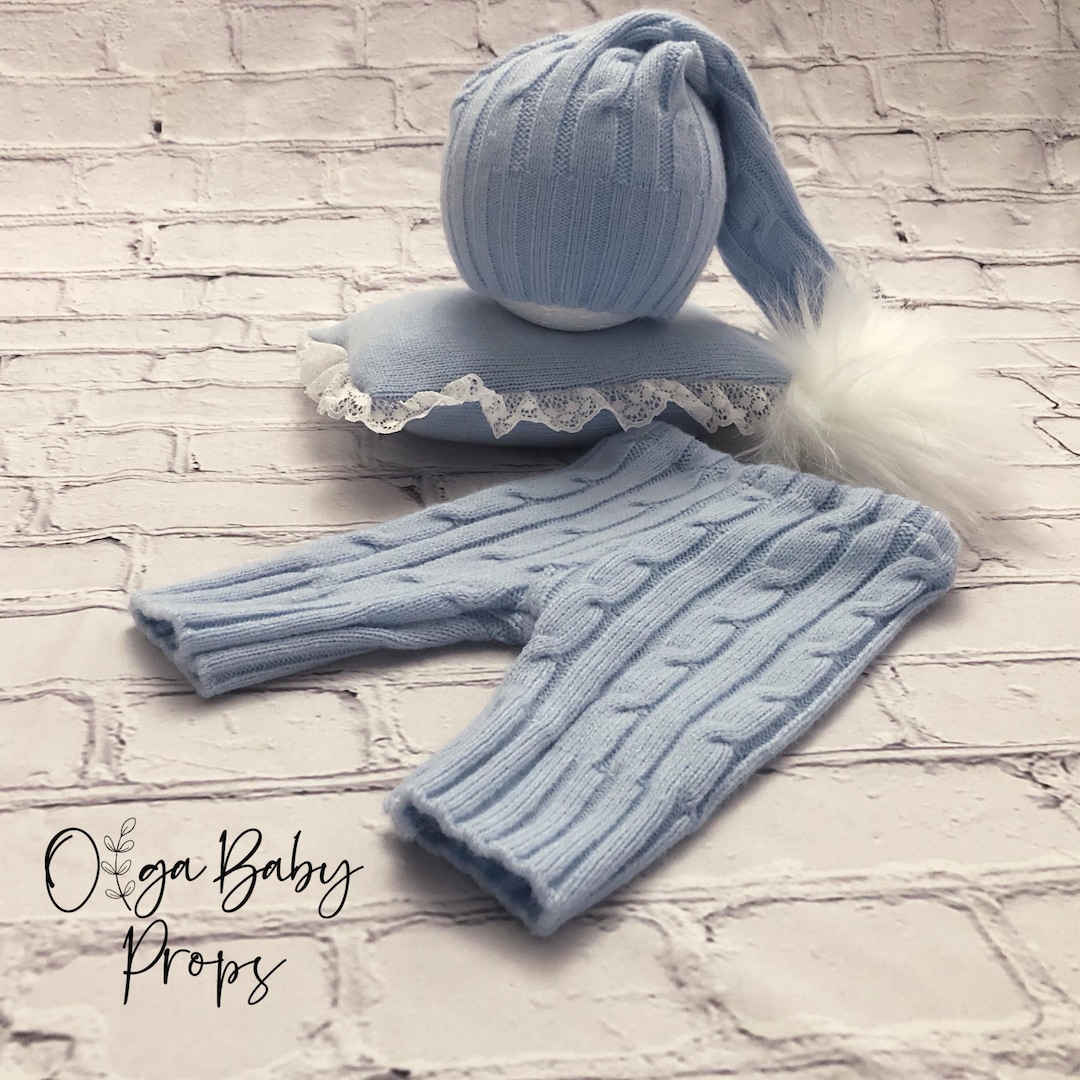 Newborn Boy Photo Props, Newborn Boy Blue Upcycled 3 Piece Set of Pants ...