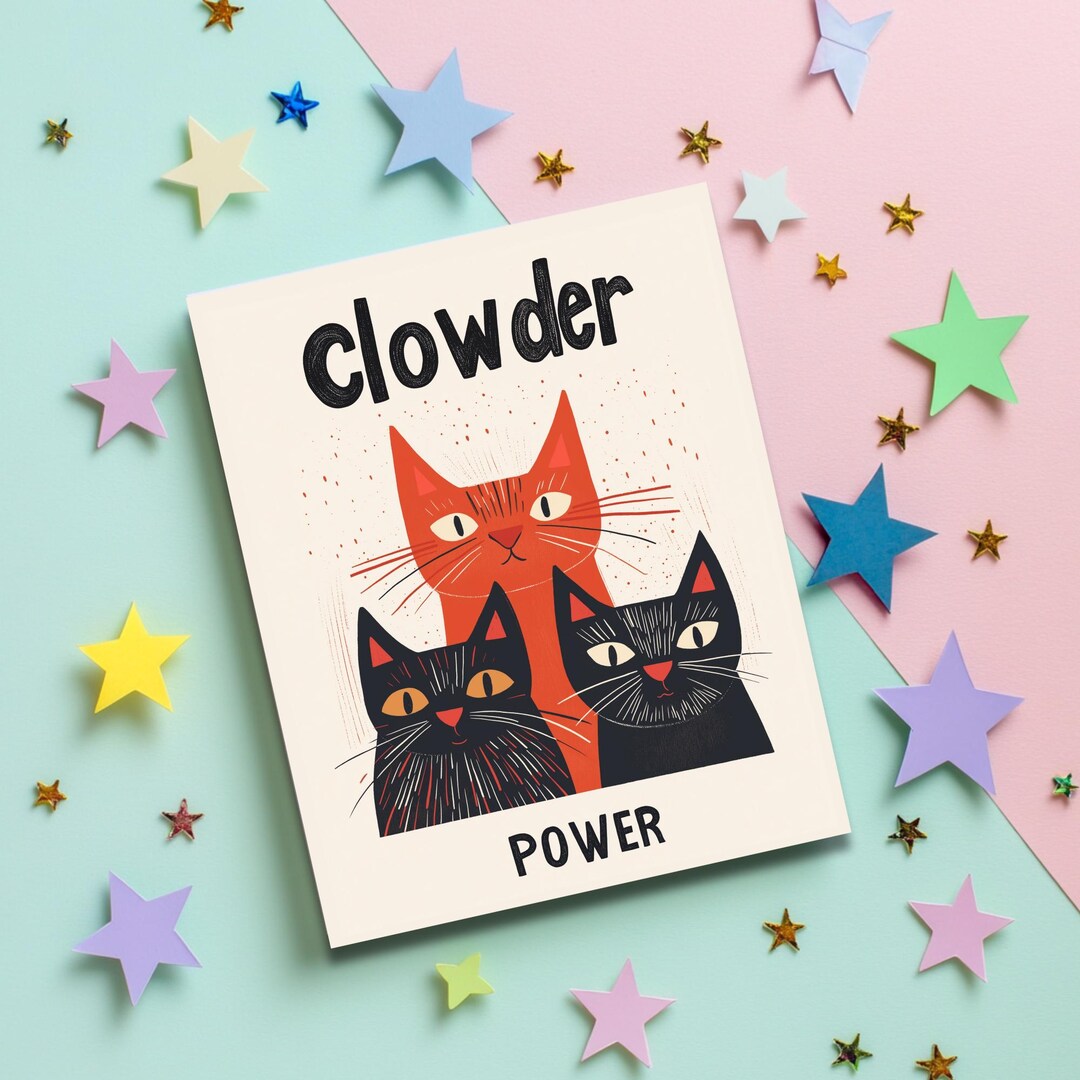 From the Cat Gift Instant Download Clowder Power Cat Art Printable Cat ...