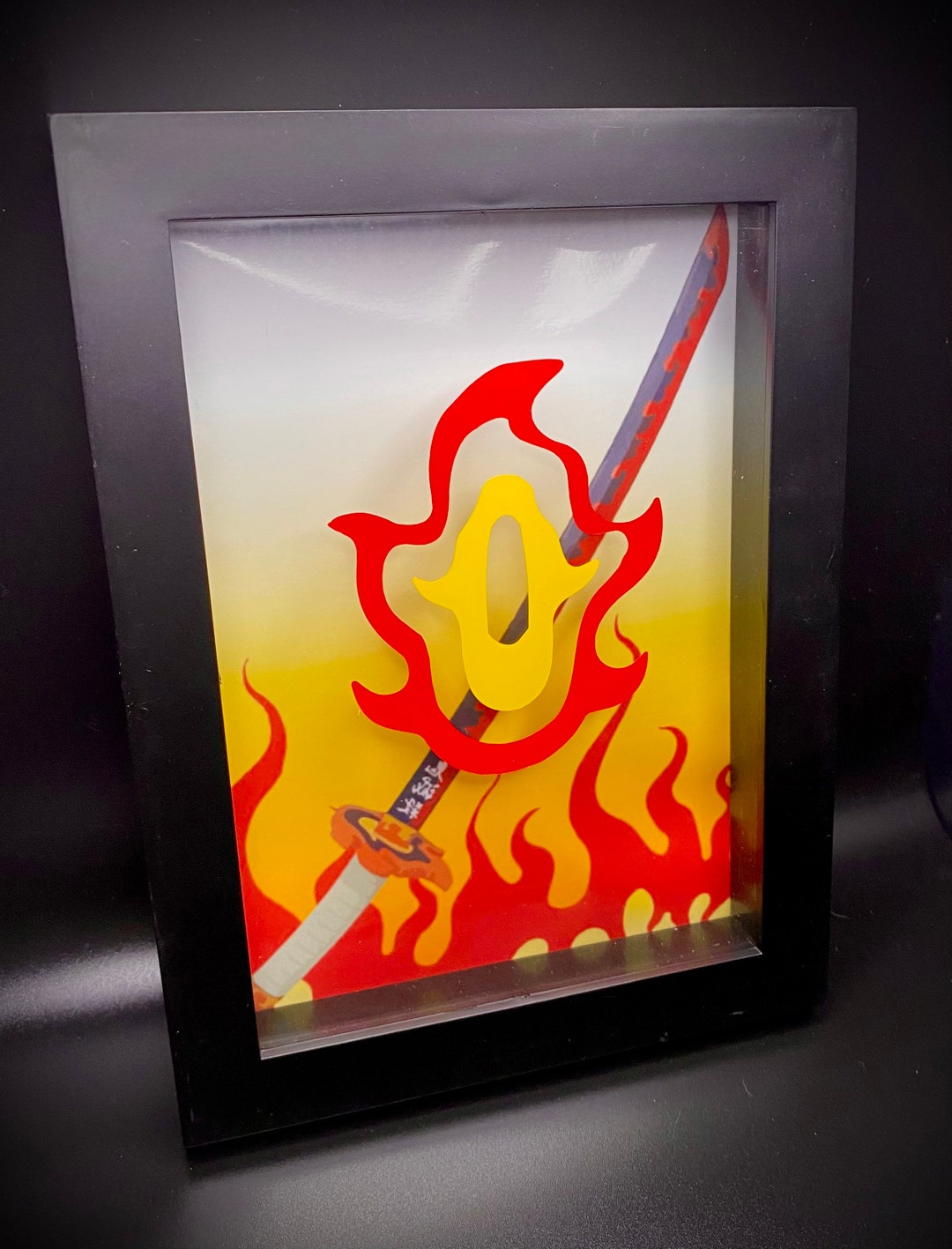 Flame Fire and Sword Anime Slayer of Evil Shadow Box 5x7 Photo Frame ...