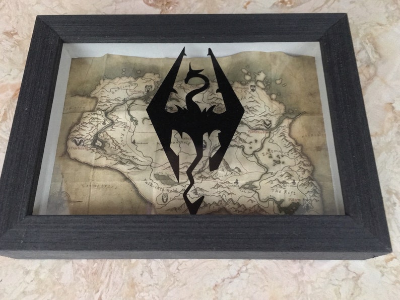 Elder Scrolls Skyrim Dragon Shadow Box | Etsy