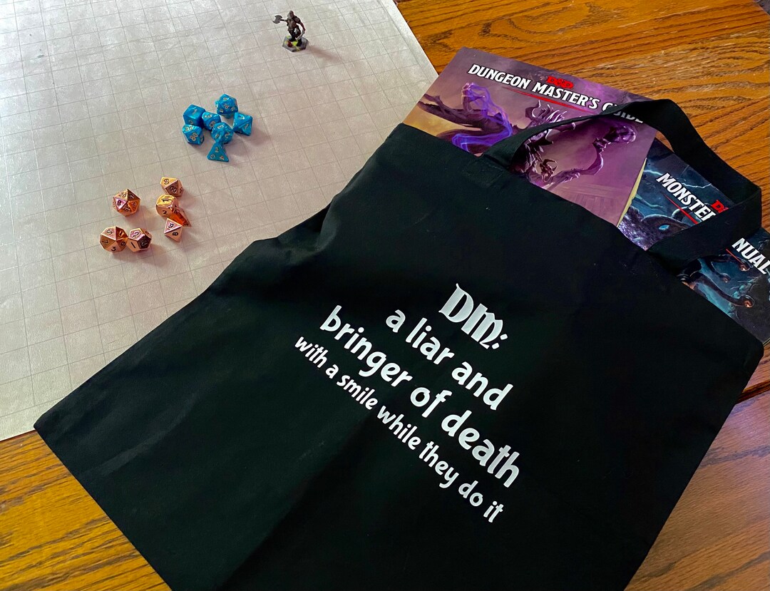 Dungeon Master DM Dnd Tote Bag White on Black Tabletop Rpg - Etsy