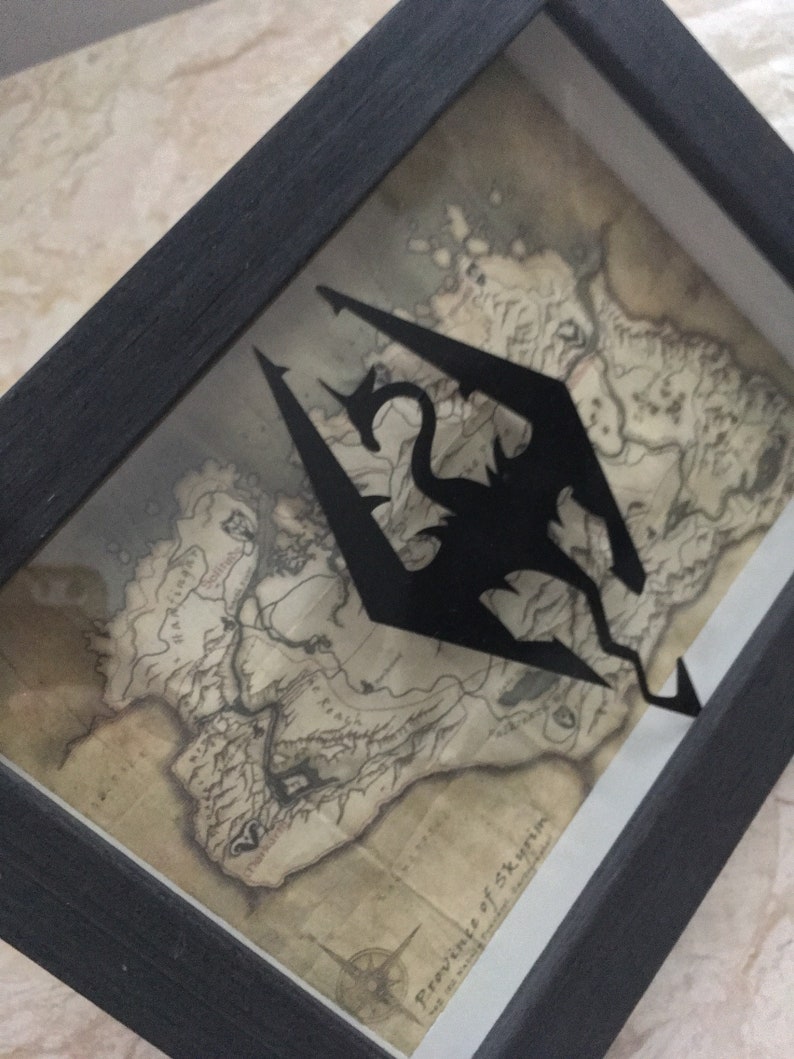 Elder Scrolls Skyrim Dragon Shadow Box | Etsy