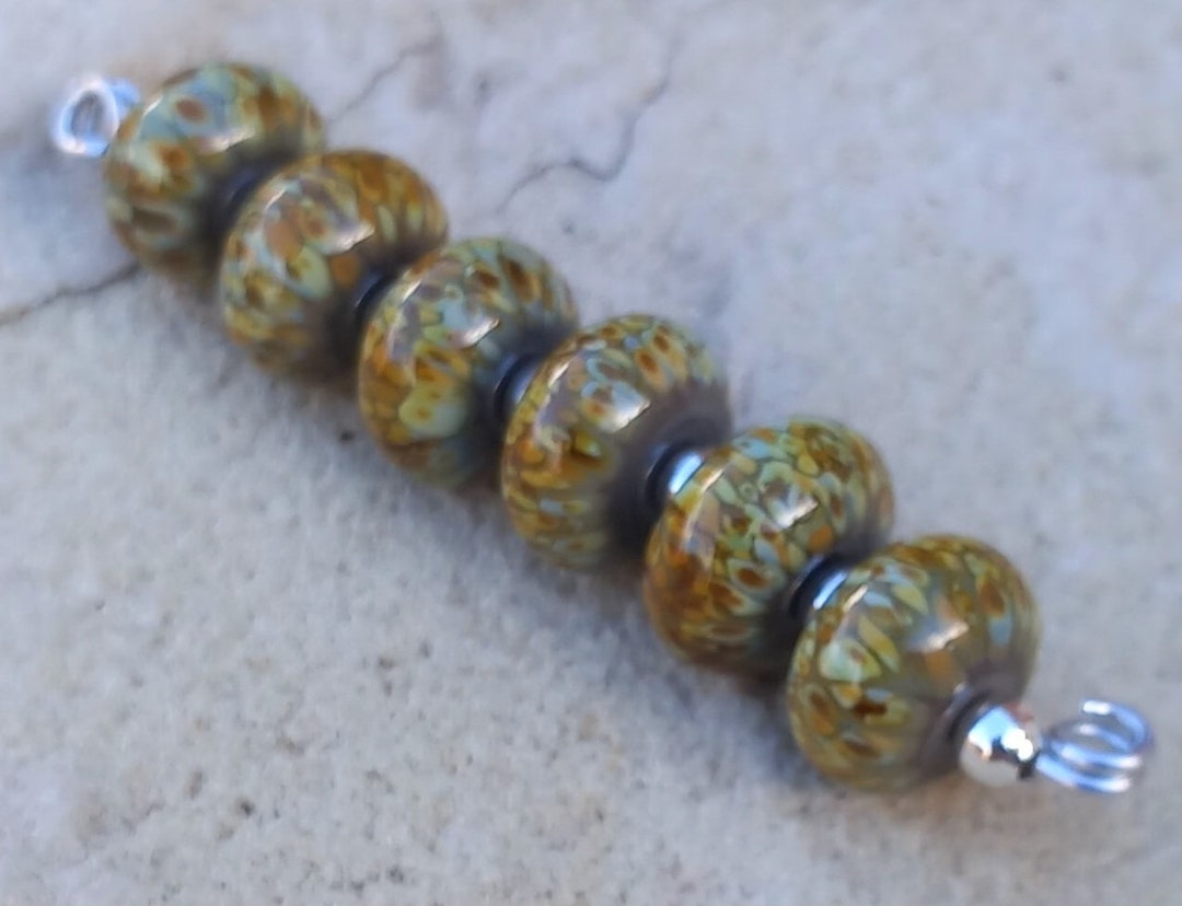 Earthy Organic Neutral Raku Frit Lampwork Glass Bead Set Artisan ...