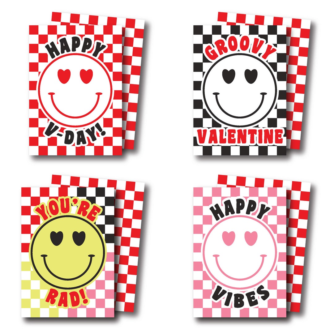Instant Download Printable Checker Smiley Valentines - Etsy