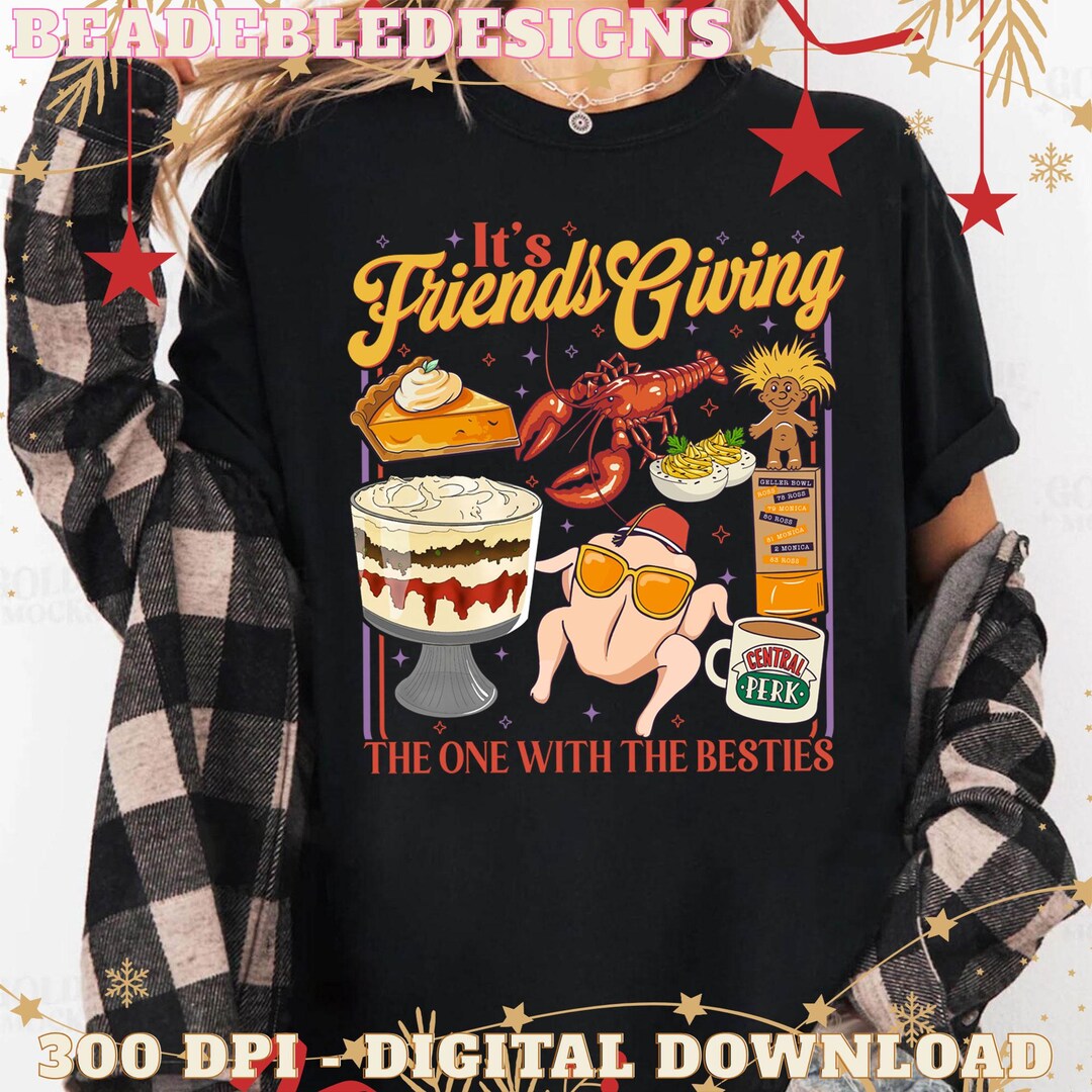 Friendsgiving PNG, 90s TV Show, Funny Turkey, Central Perk (digital ...