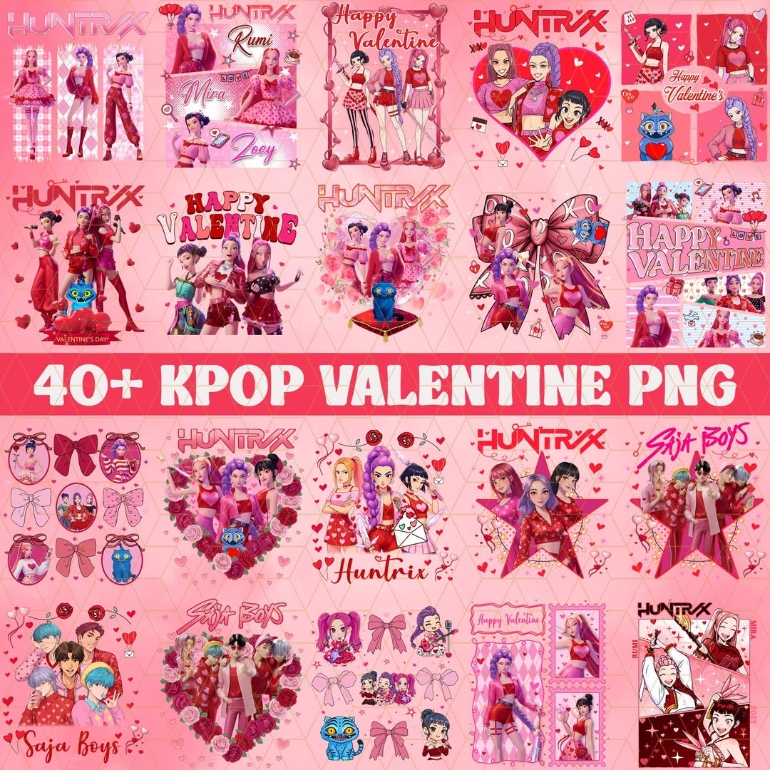 40+ Valentine Huntrix PNG Bundle, Kpop Demon Hunter Png, Valentine Saja ...