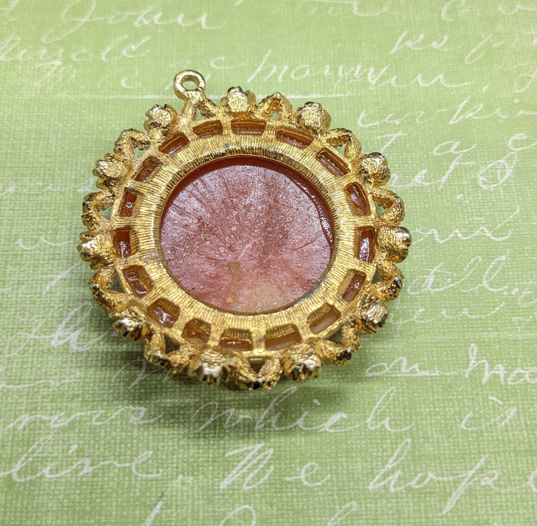 Vintage Classical Greek Goddess Large Cameo Pendant, Peach Gaia Cameo ...