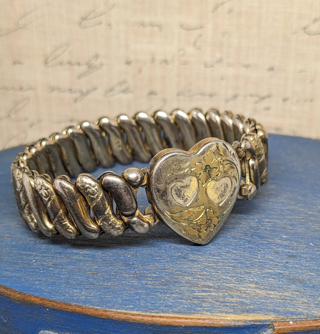 Vintage Marathon Sweetheart Expansion Bracelet With Hearts Gold Plated ...