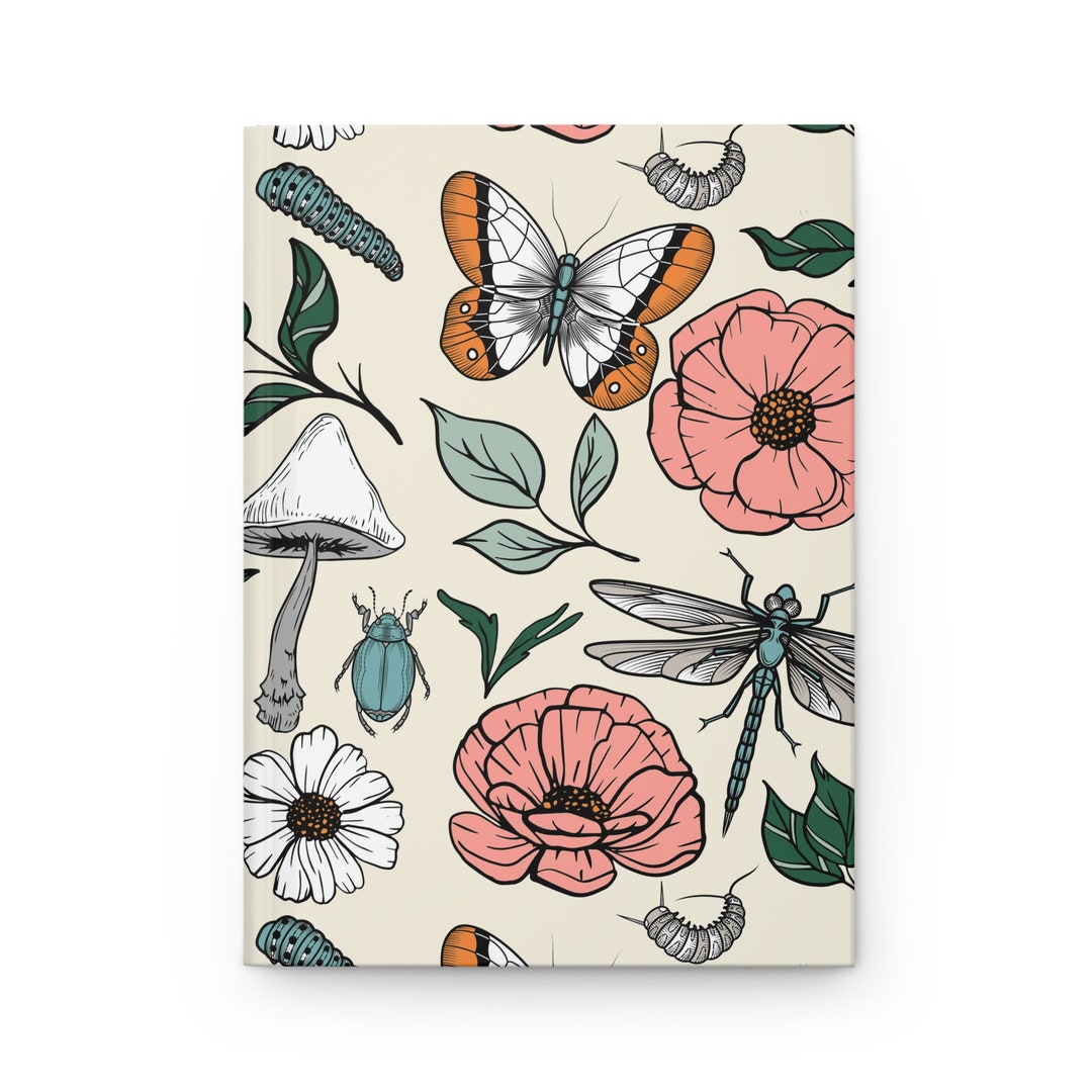 Cottagecore Floral Bug and Mushroom Hardcover Journal Matte Notebook - Etsy
