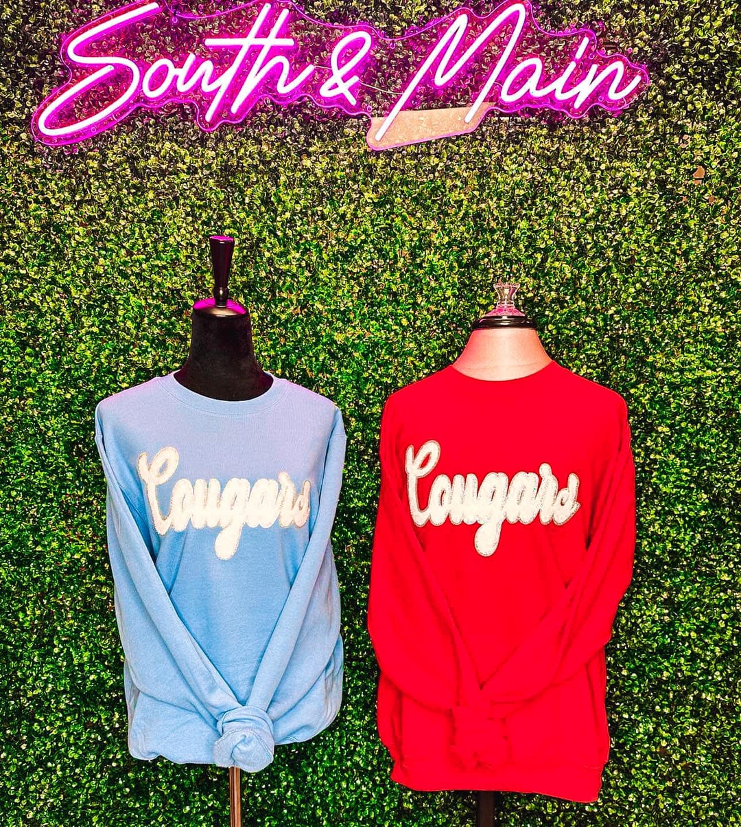 White Cougars Chenille Script Sweatshirt - Etsy