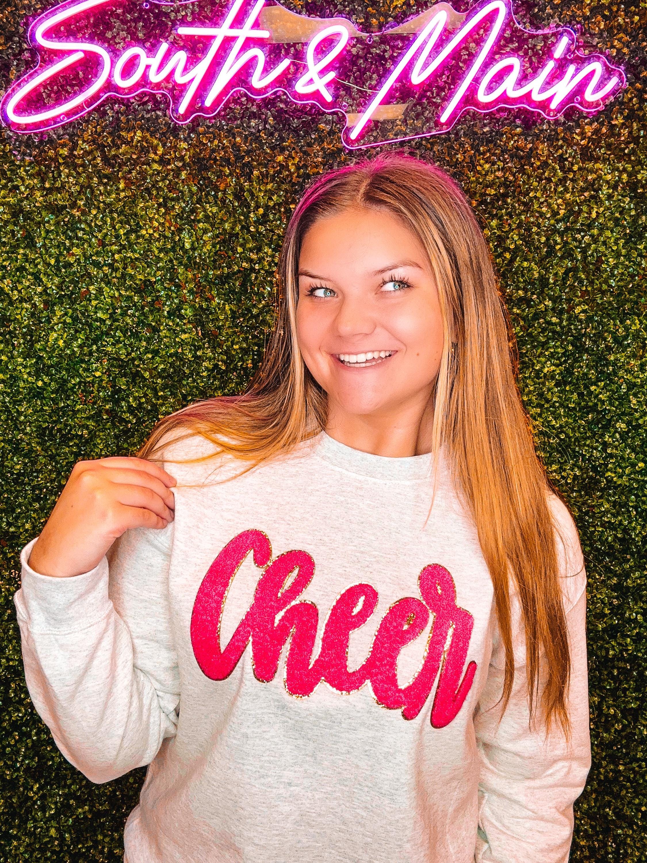Hot Pink Cheer Script Chenille Sweatshirt - Etsy