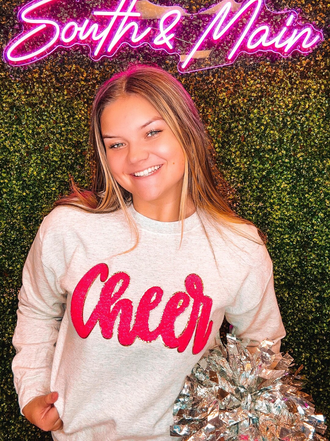 Hot Pink Cheer Script Chenille Sweatshirt - Etsy