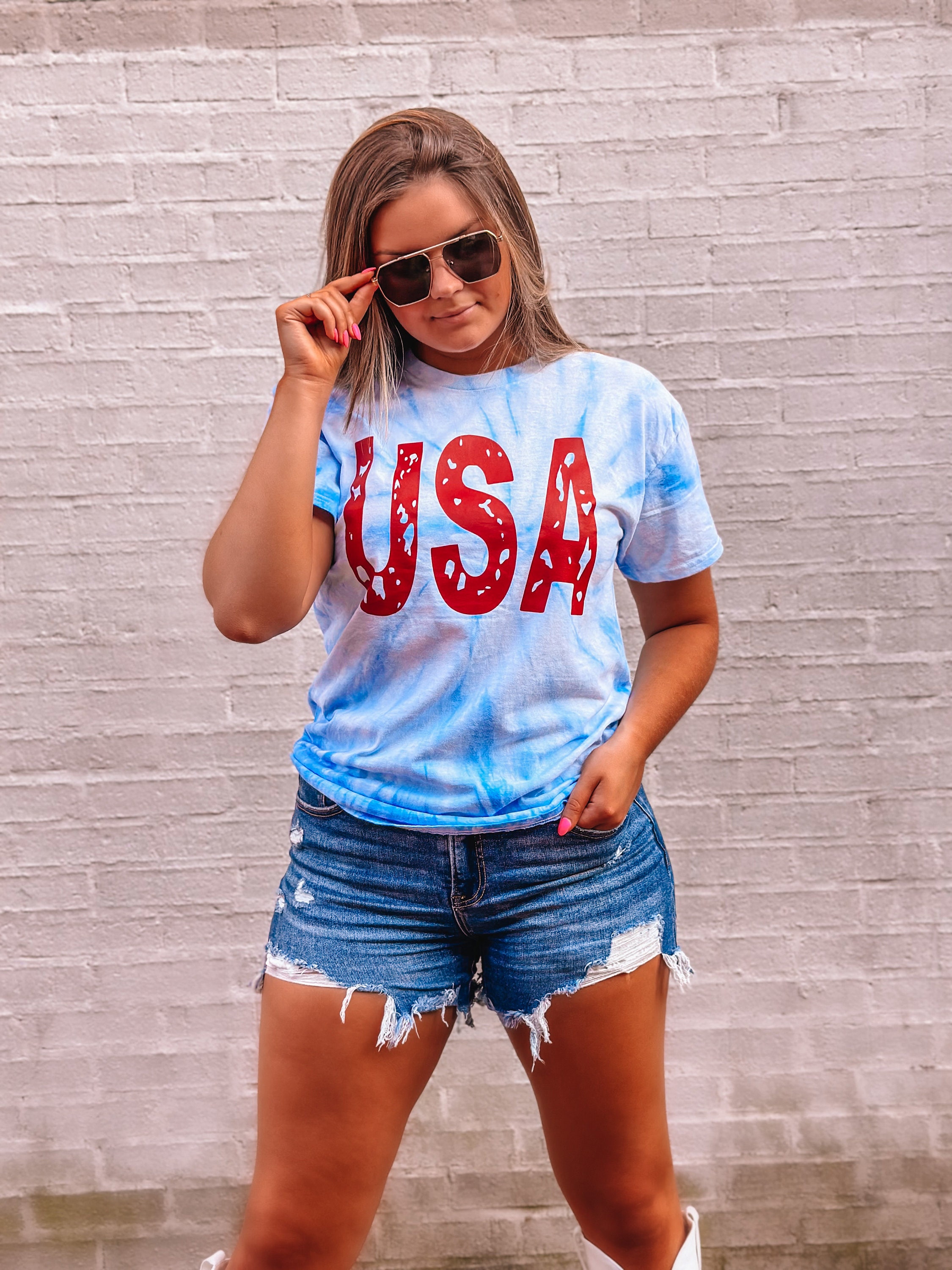 USA Blue Tie Dye T-shirt - Etsy