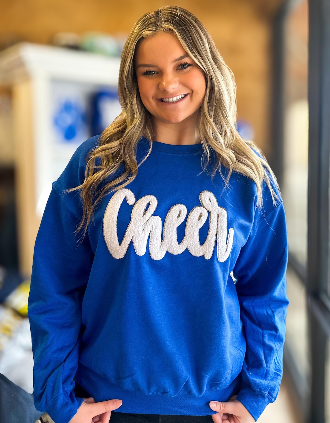 White Cheer Script Chenille Sweatshirt - Etsy