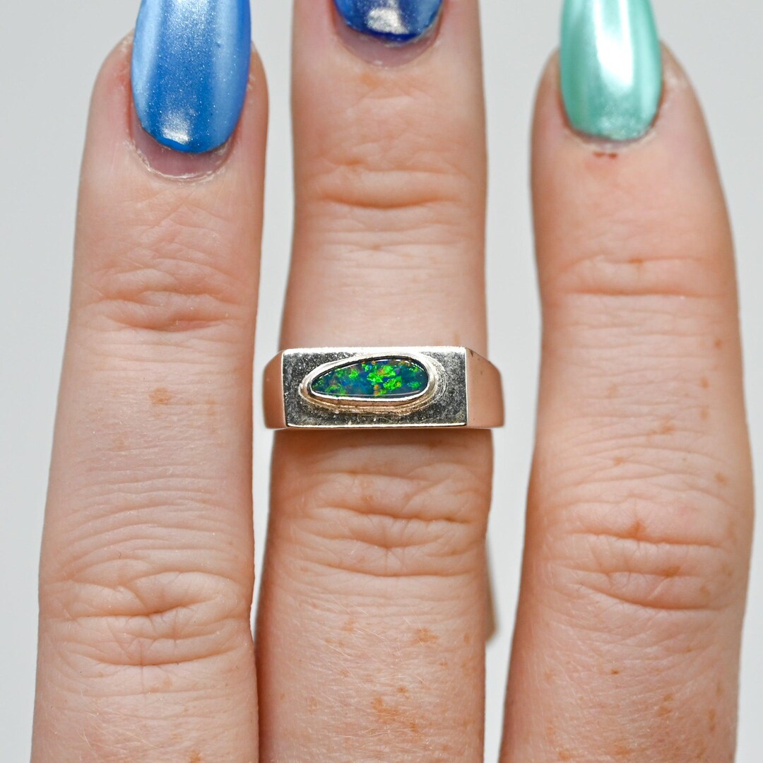 Signet With Australian Opal Size 7 - Etsy