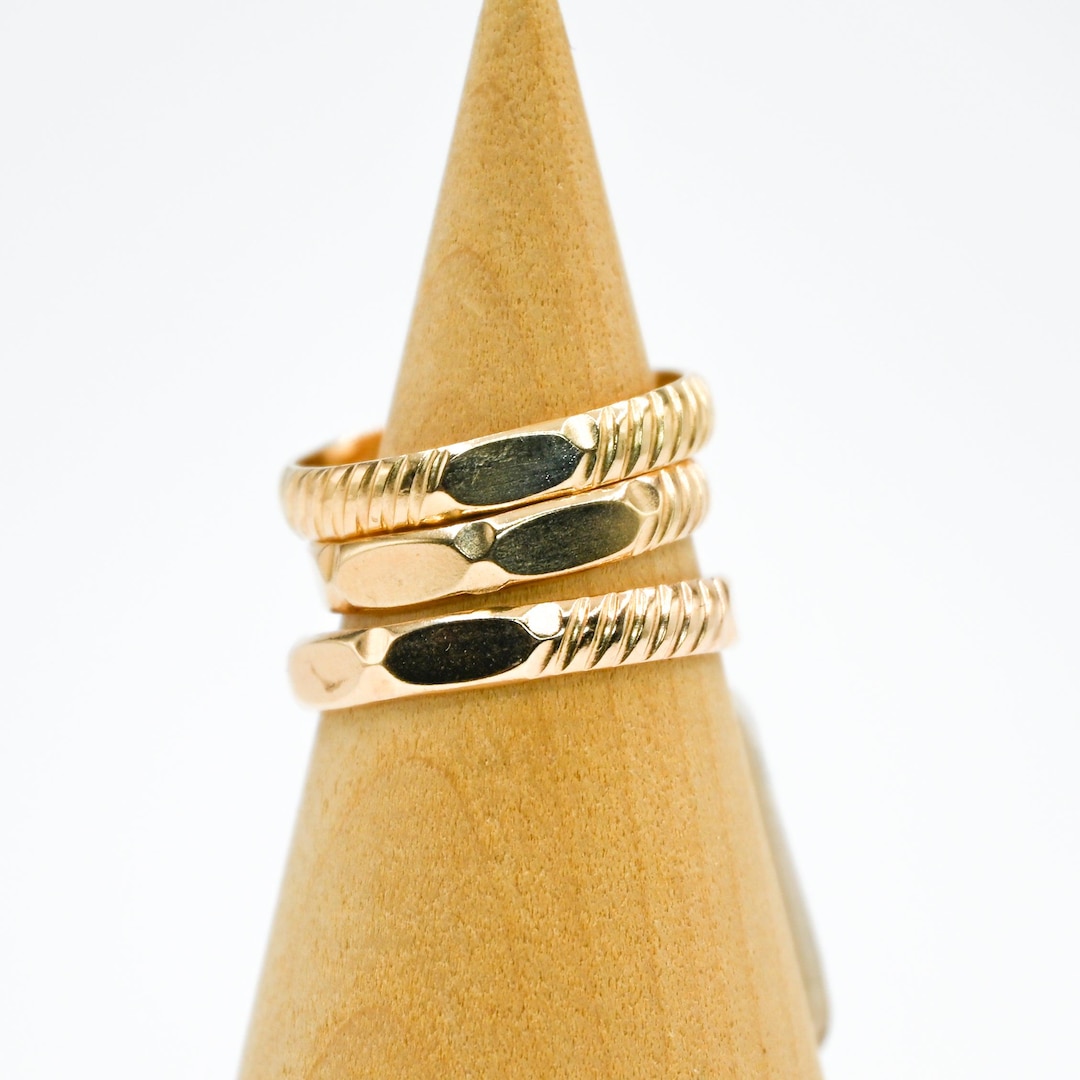 Gold Fill Flat and Diagonal Pattern Band - Etsy