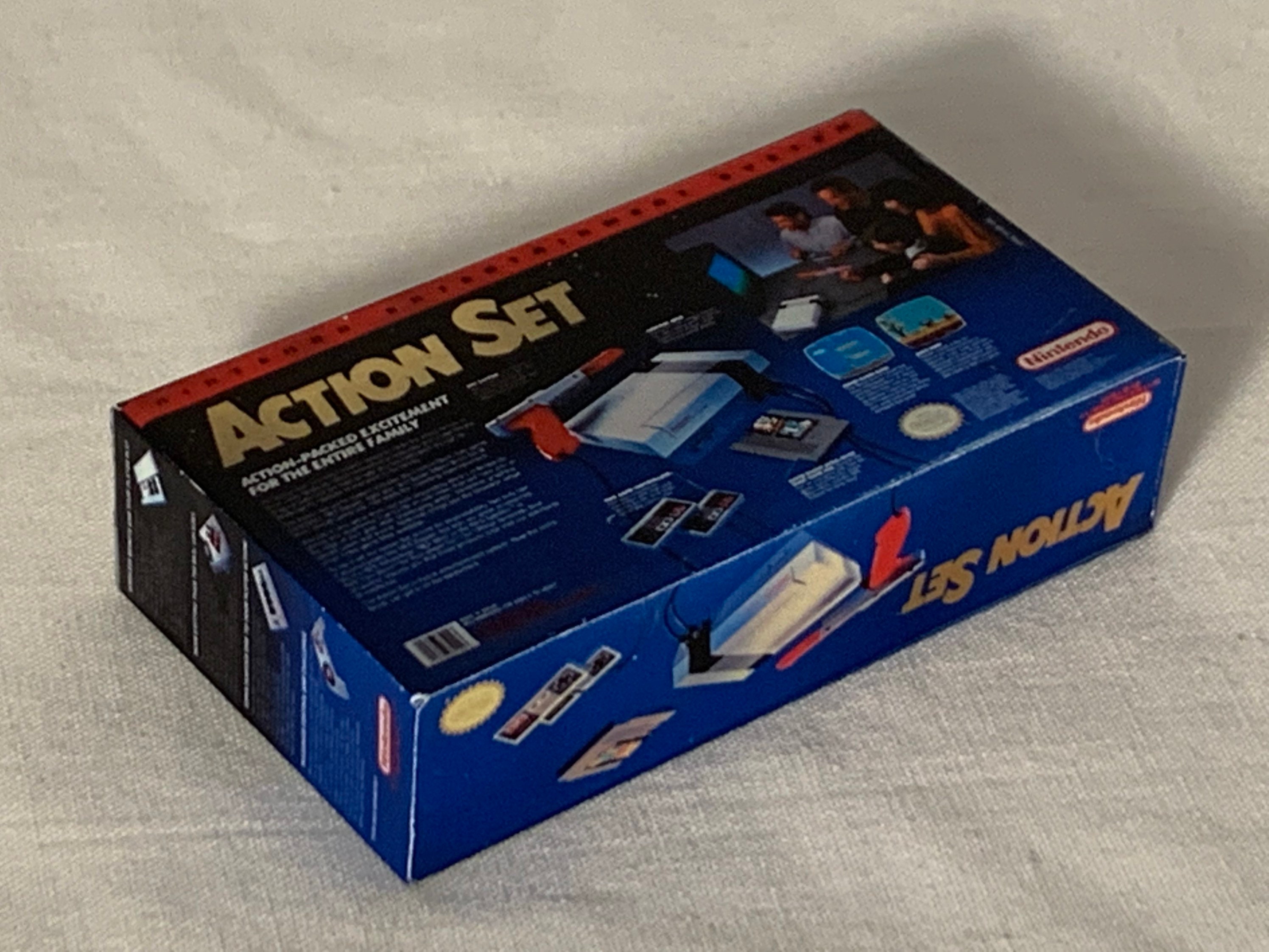 Vintage Original NES Nintendo Entertainment System Action Set BLUE BOX version Miniature Toy Box Christmas Ornament Magnet