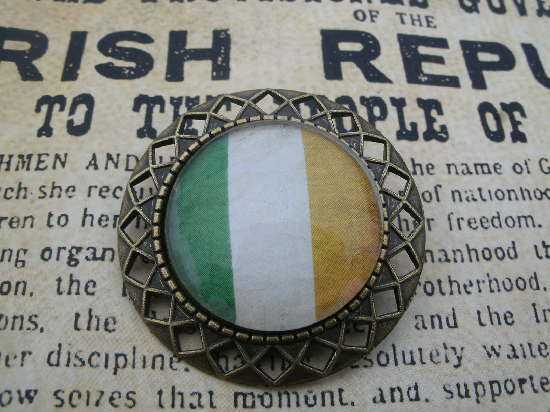 No.5 Vintage Style Irish Tricolour Flag Brooch Handmade Irish Jewelry ...