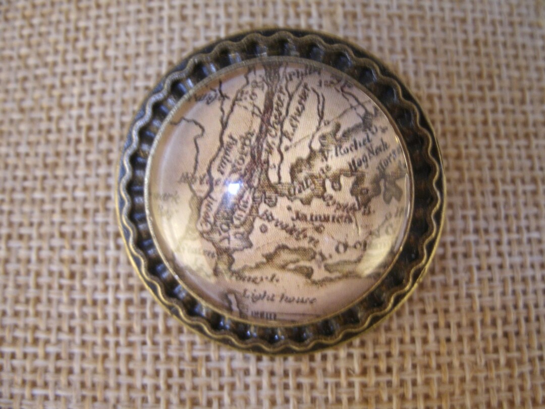 New York Antique Map Brooch Hairpin Bronze Silver Irish Handmade ...